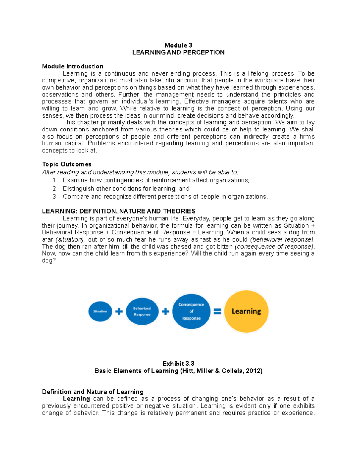 Chapter 3 Learning and Perception - Module 3 LEARNING AND PERCEPTION ...