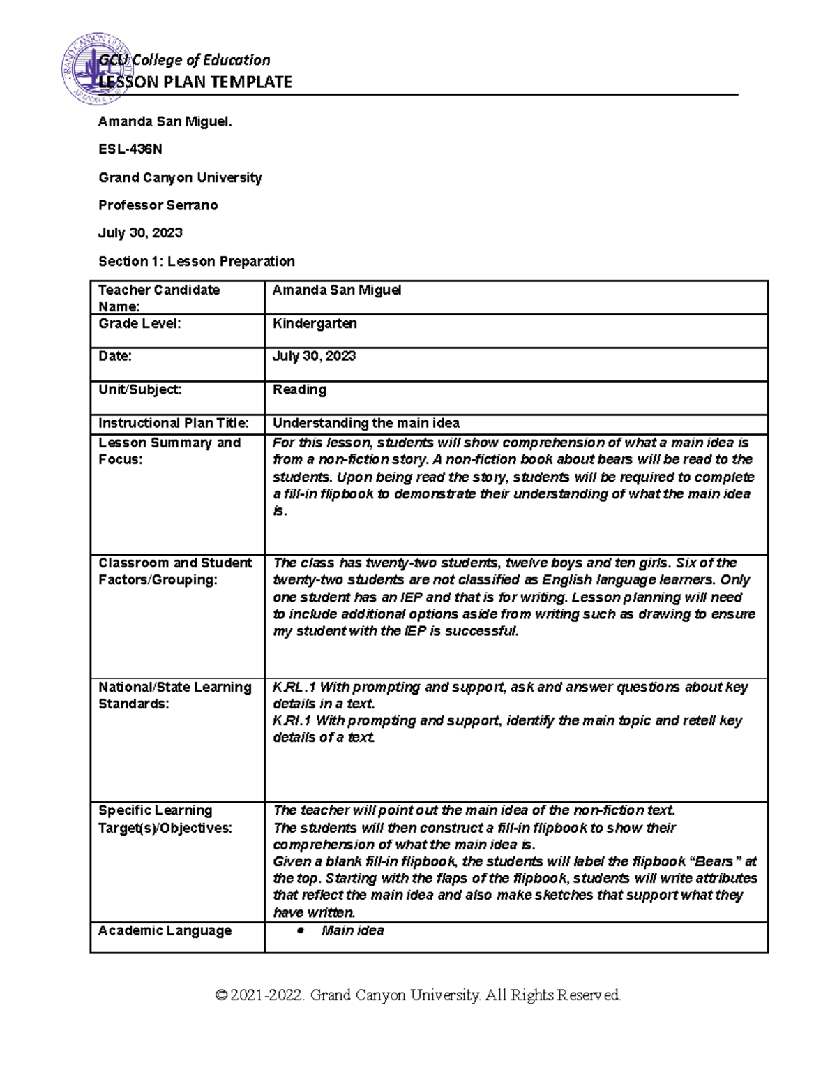 ESL-436-WK7-Lesson Planning for English Language Learners - LESSON PLAN ...