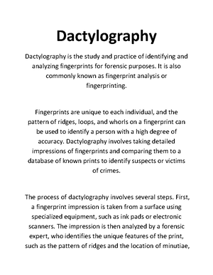 Dactylography part 3 - Fingerprint analysis involves several steps ...