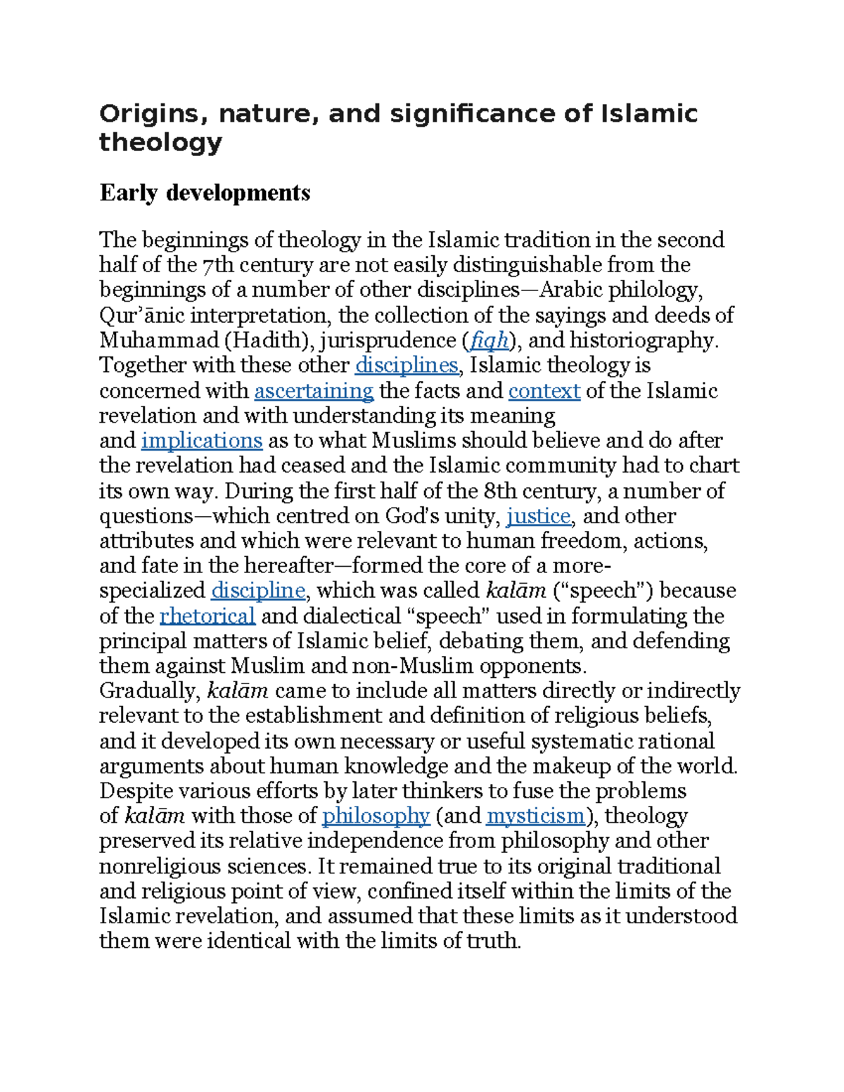 Origins - Islamic thought - Origins, nature, and significance of ...