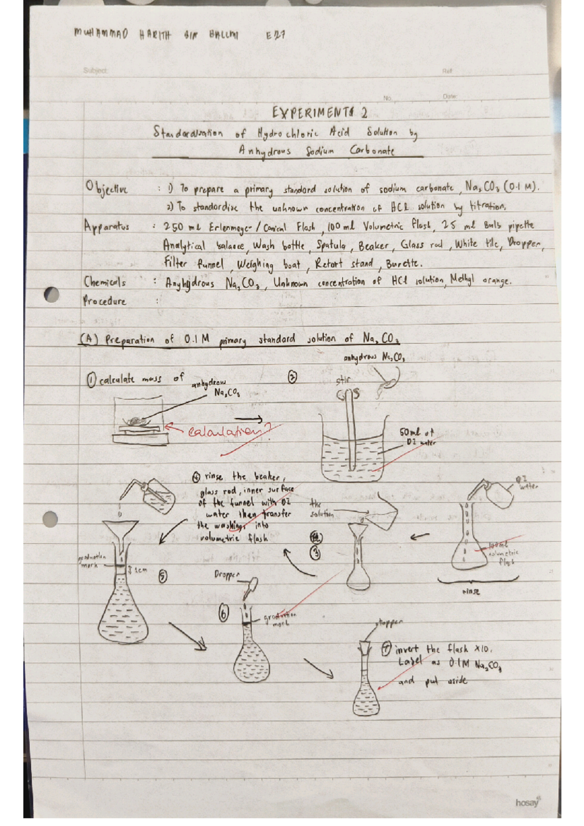 jotter experiment 2 (CHM092) - MUHAMMAD HARITH BIN HALLMI E27 Subject ...