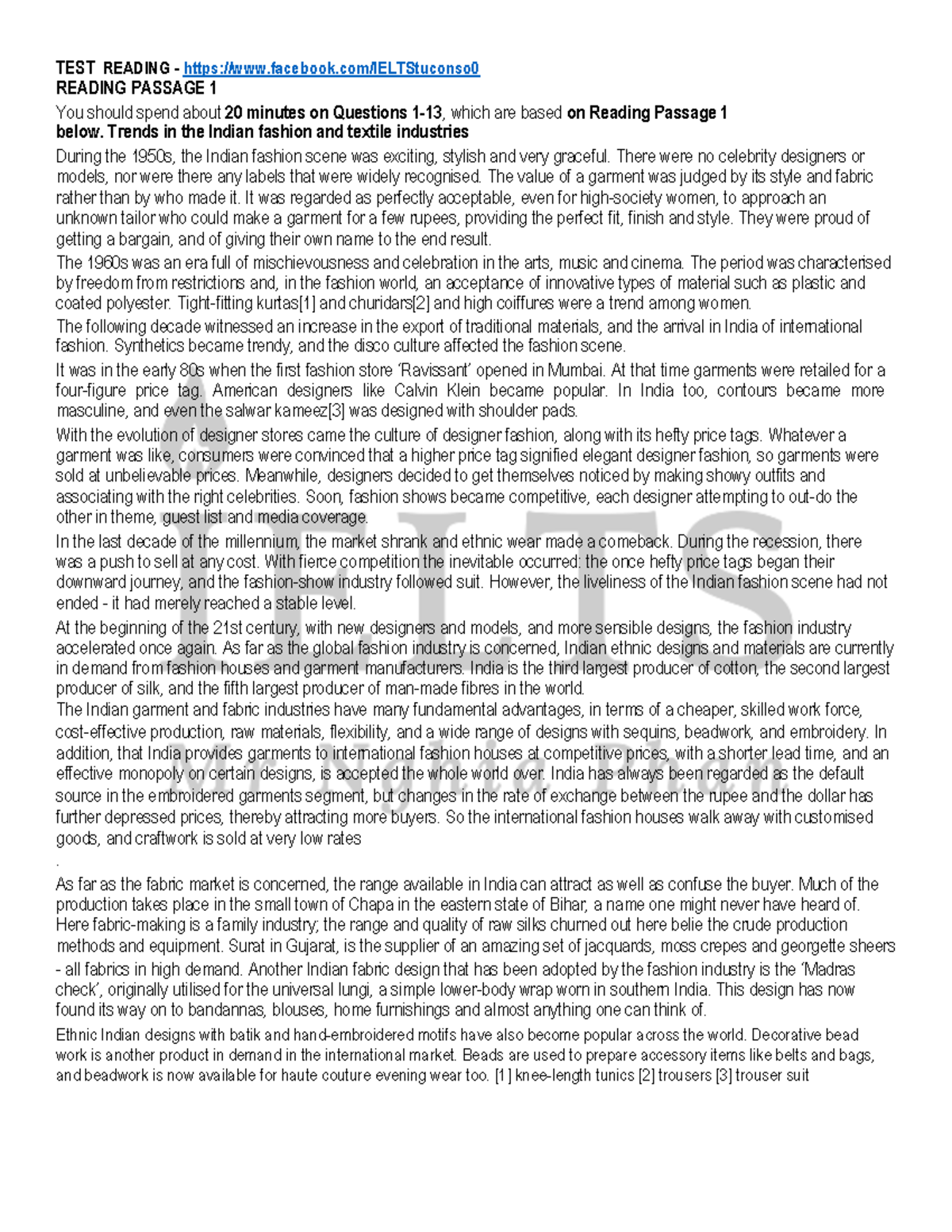 TEST- Reading - TEST READING - facebook/IELTStuconso READING PASSAGE 1 ...
