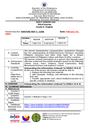 GMRC Detailed Lesson Plan - Detailed Lesson Plan BEED- Third Year ...