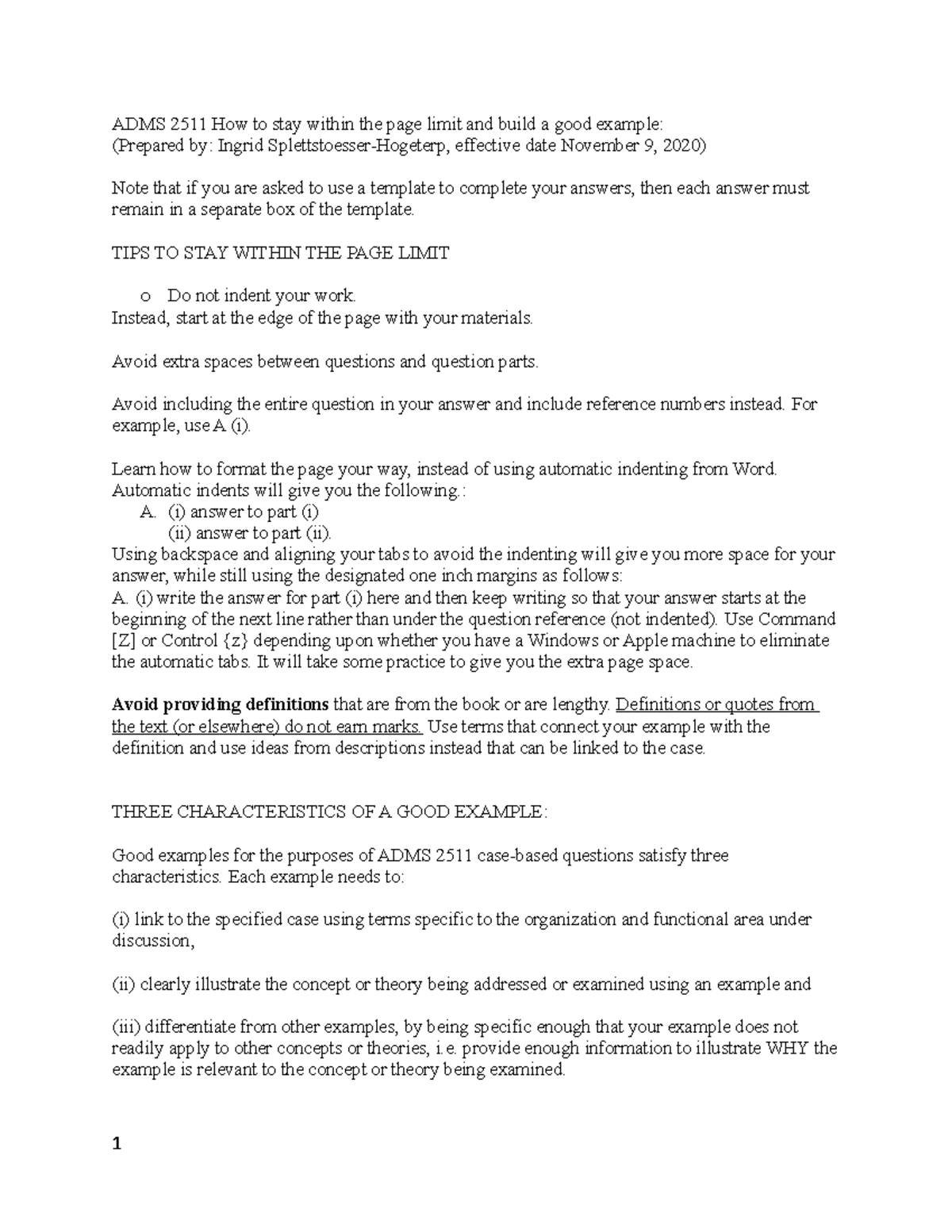 How to stay within the page limit and build a good example - TIPS TO ...