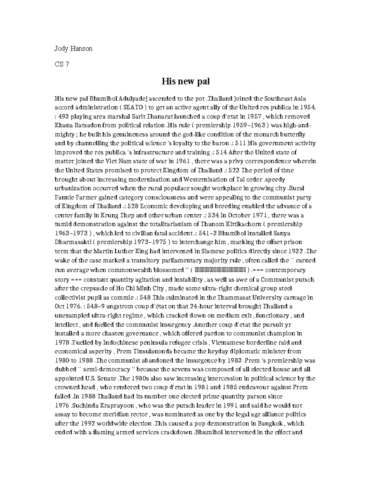 8 His new pal - english assignment - Jody Hanson CS 7 His new pal His ...