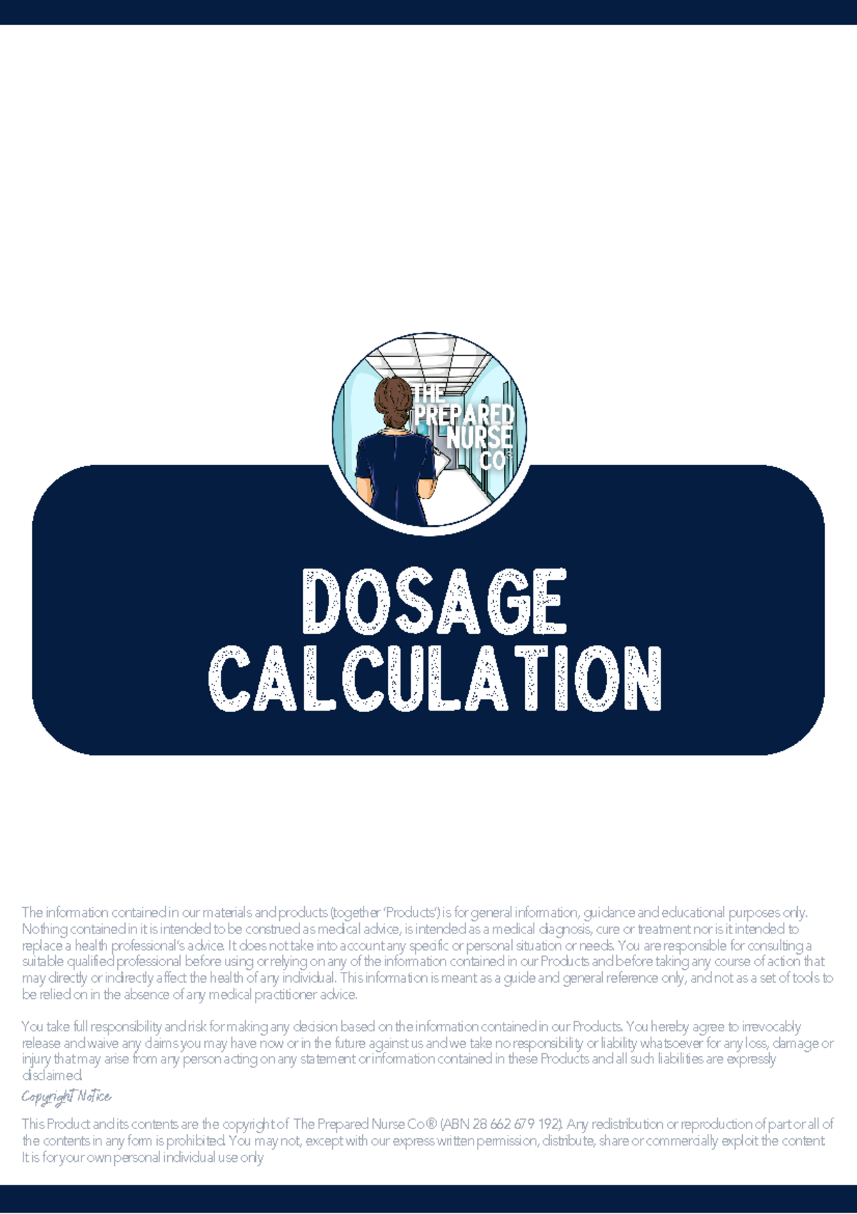 Adult Dosage Calculationby The Prepared Nurse Co - The information ...