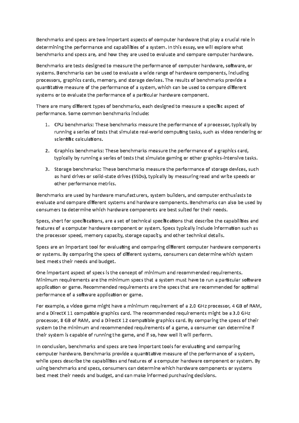 Benchmarks and specs - In this essay, we will explore what benchmarks ...