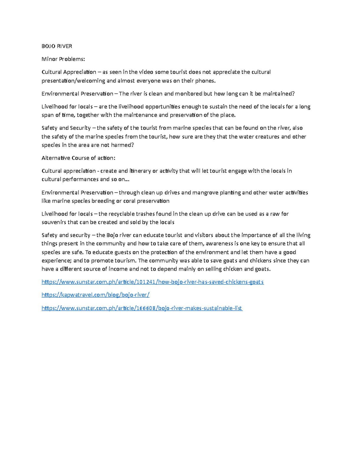 BOJO River - BOJO RIVER Minor Problems: Cultural Appreciation – as seen ...