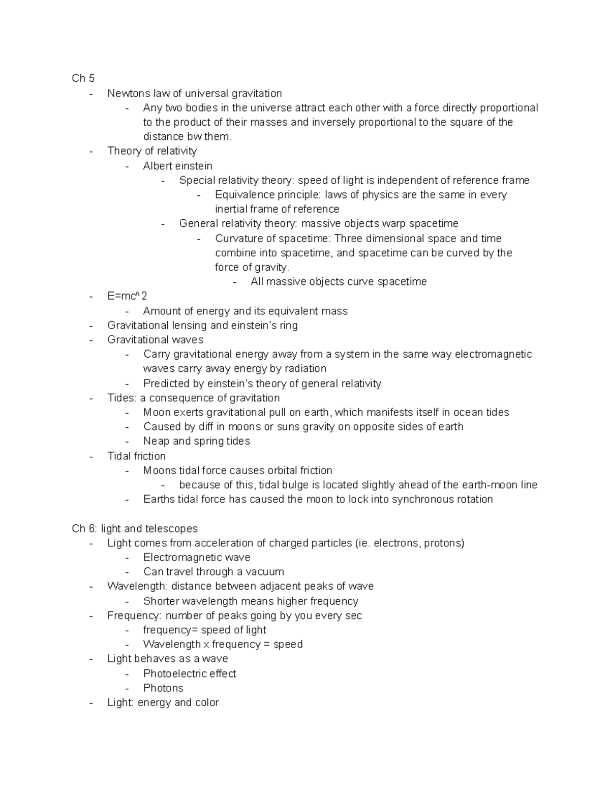 9 13 - ch 5 and 6 lec notes - Ch 5 - Newtons law of universal ...