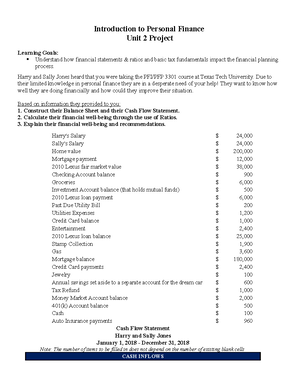 Unit 5 Project - Introduction to Personal Finance Unit 5 Project ...