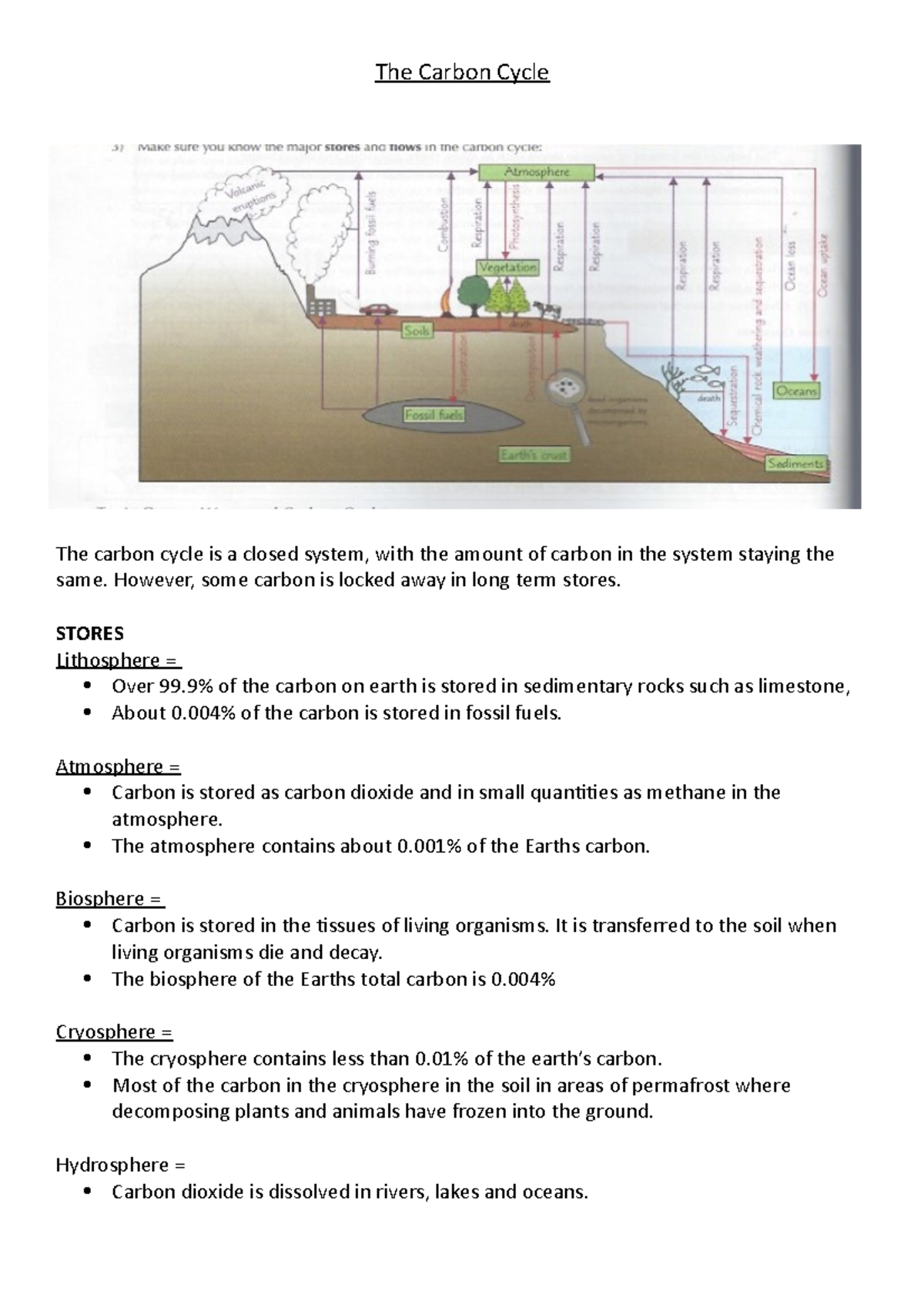The Carbon Cycle - notes - The Carbon Cycle The carbon cycle is a ...