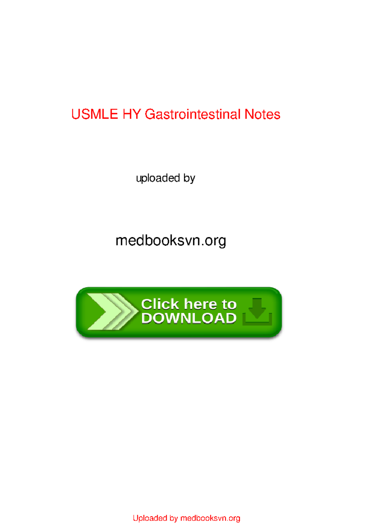 Usmle High Yield Gastrointestinal Notes - USMLE HY Gastrointestinal ...