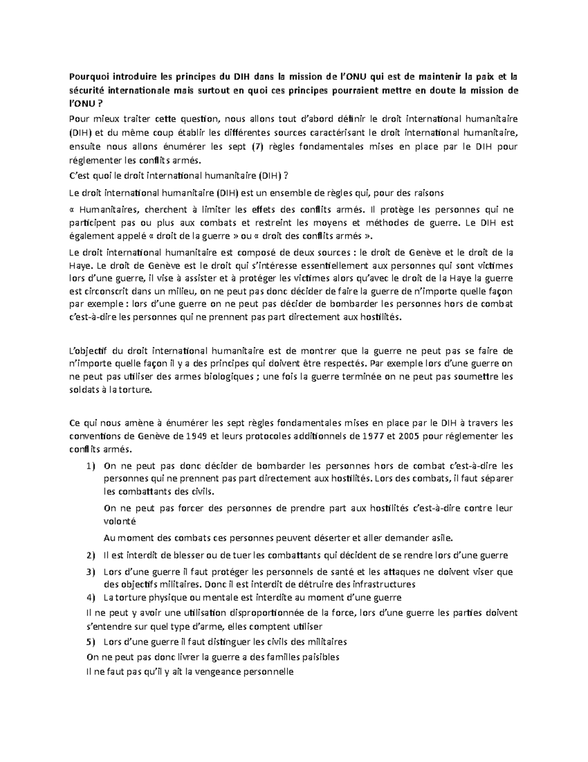 Exposer DIH 1 - Pourquoi introduire les principes du DIH dans la ...