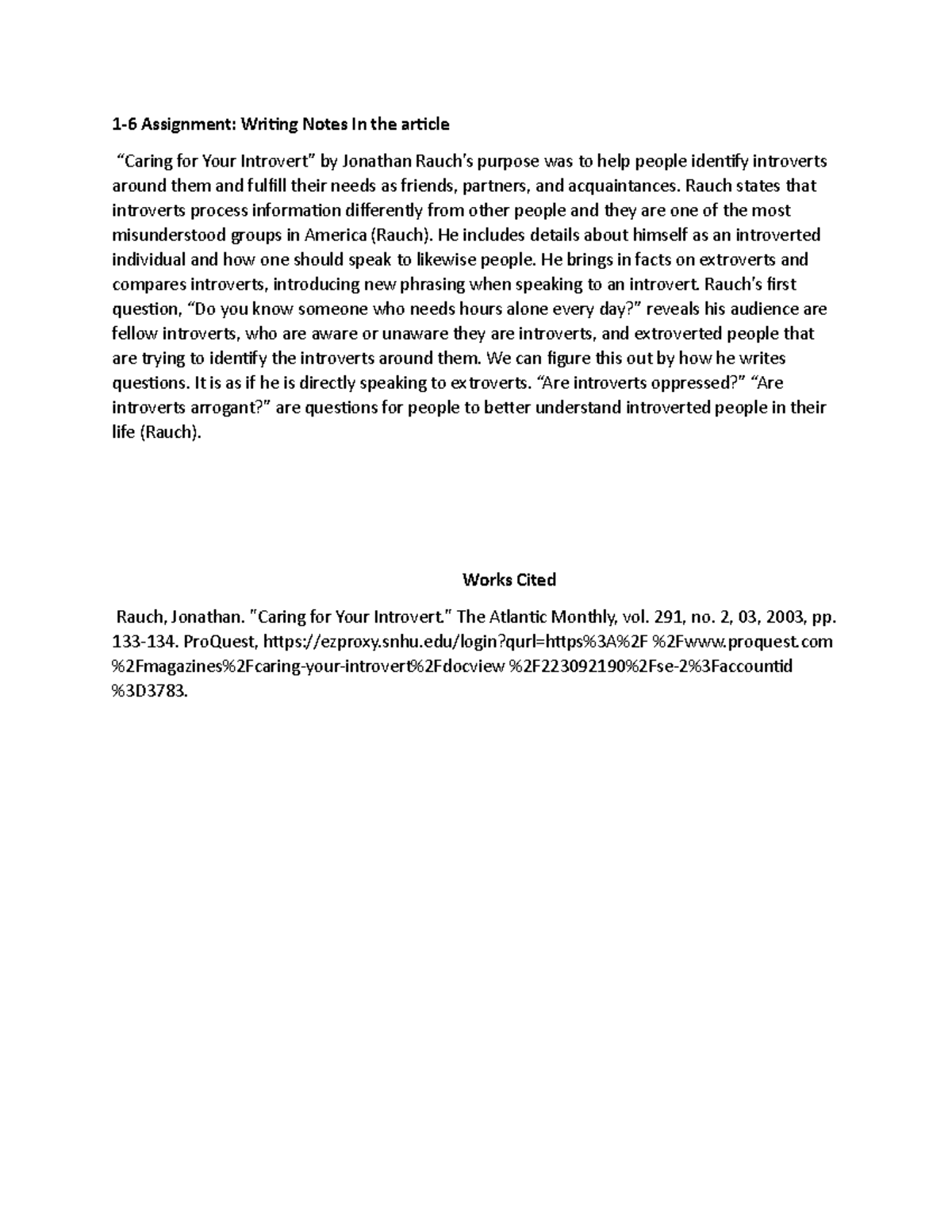 1-6 writing notes - work - 1-6 Assignment: Writing Notes In the article ...