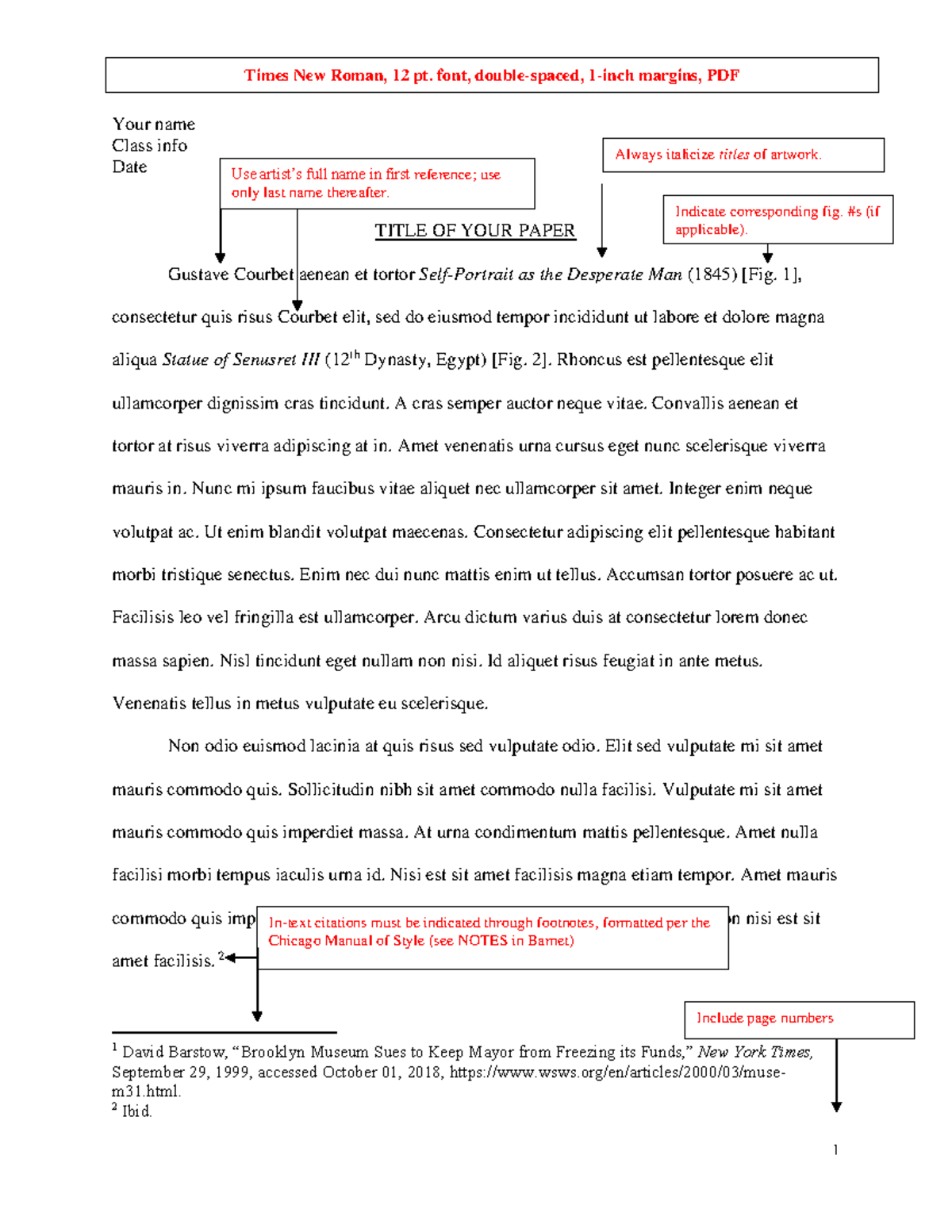 Formatting Guide for Written Assignments - Your name Class info Date ...