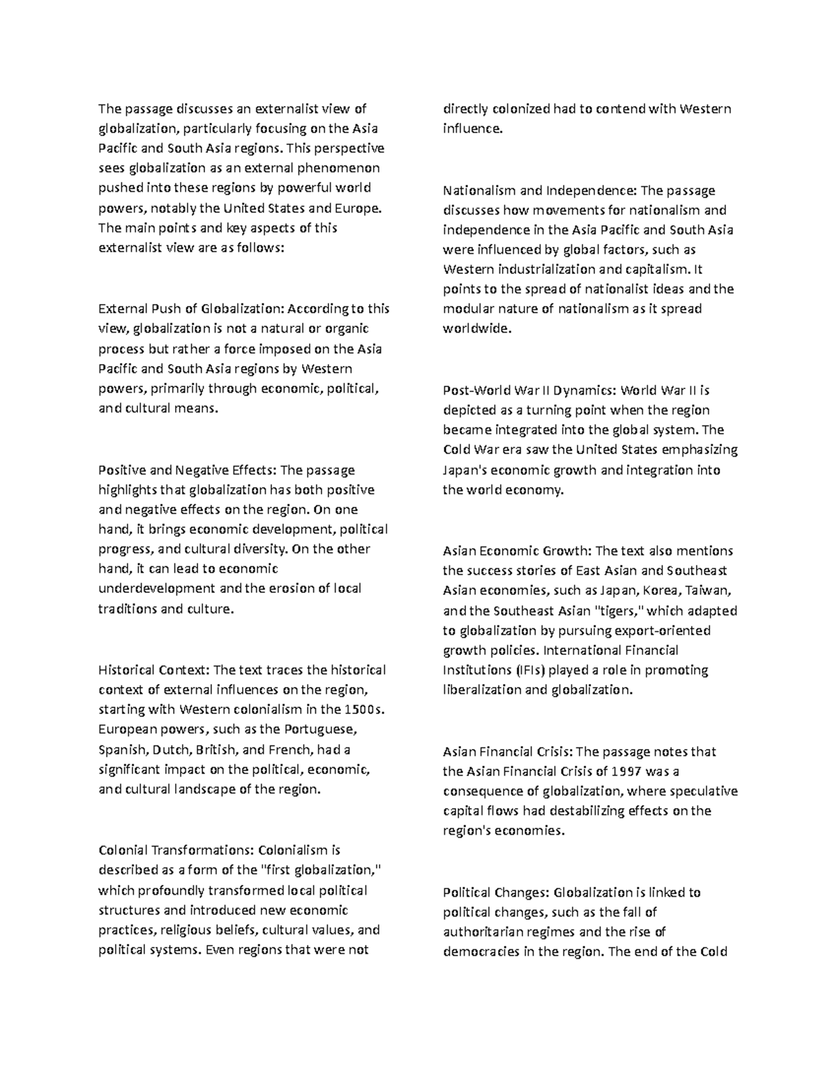 Globalization group report - The passage discusses an externalist view ...