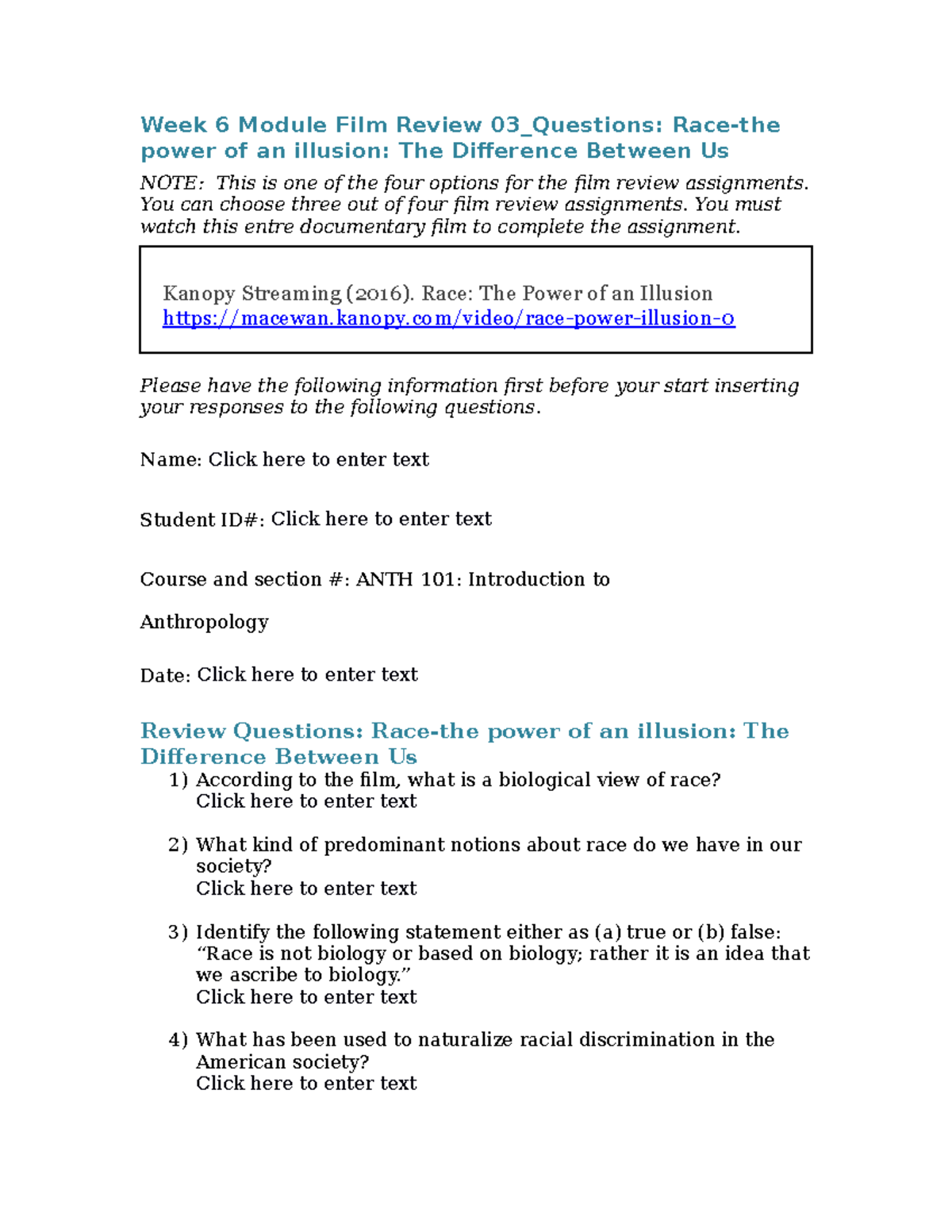 Film Review Assignment 03 Questions - Week 6 Module Film Review 03 ...