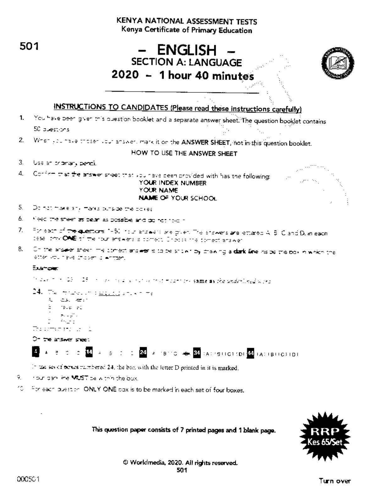 English - Need the knowledge - 501 KENYA NATIONAL ASSESSMENT TESTS ...