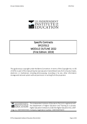 SPCO7312T1a - Spco - MODULE NAME: MODULE CODE: SPECIFIC CONTRACTS SPCO ...
