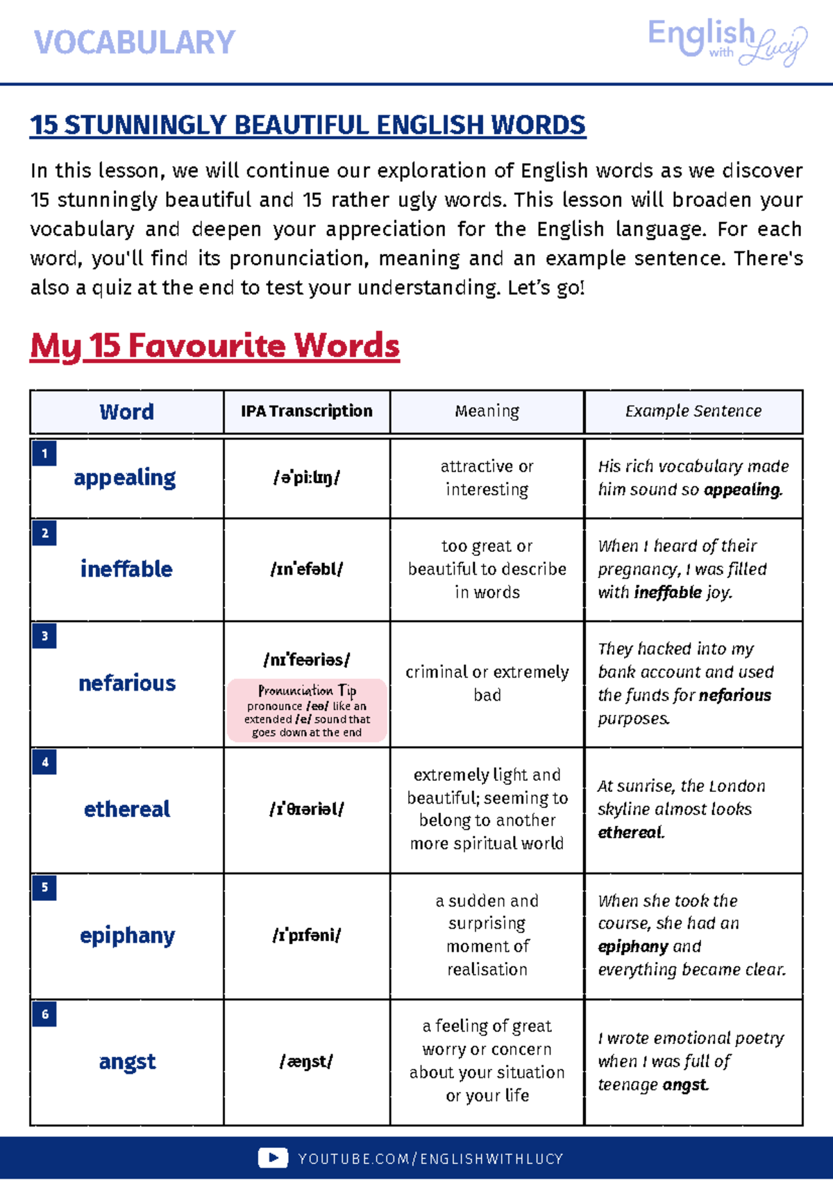 15 Stunningly Beautiful English Words - ####### © appealing /əˈpiːlɪŋ ...