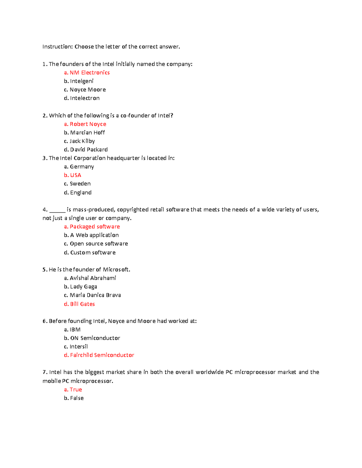 Living in the IT Era - examination questions with answers - Instruction ...