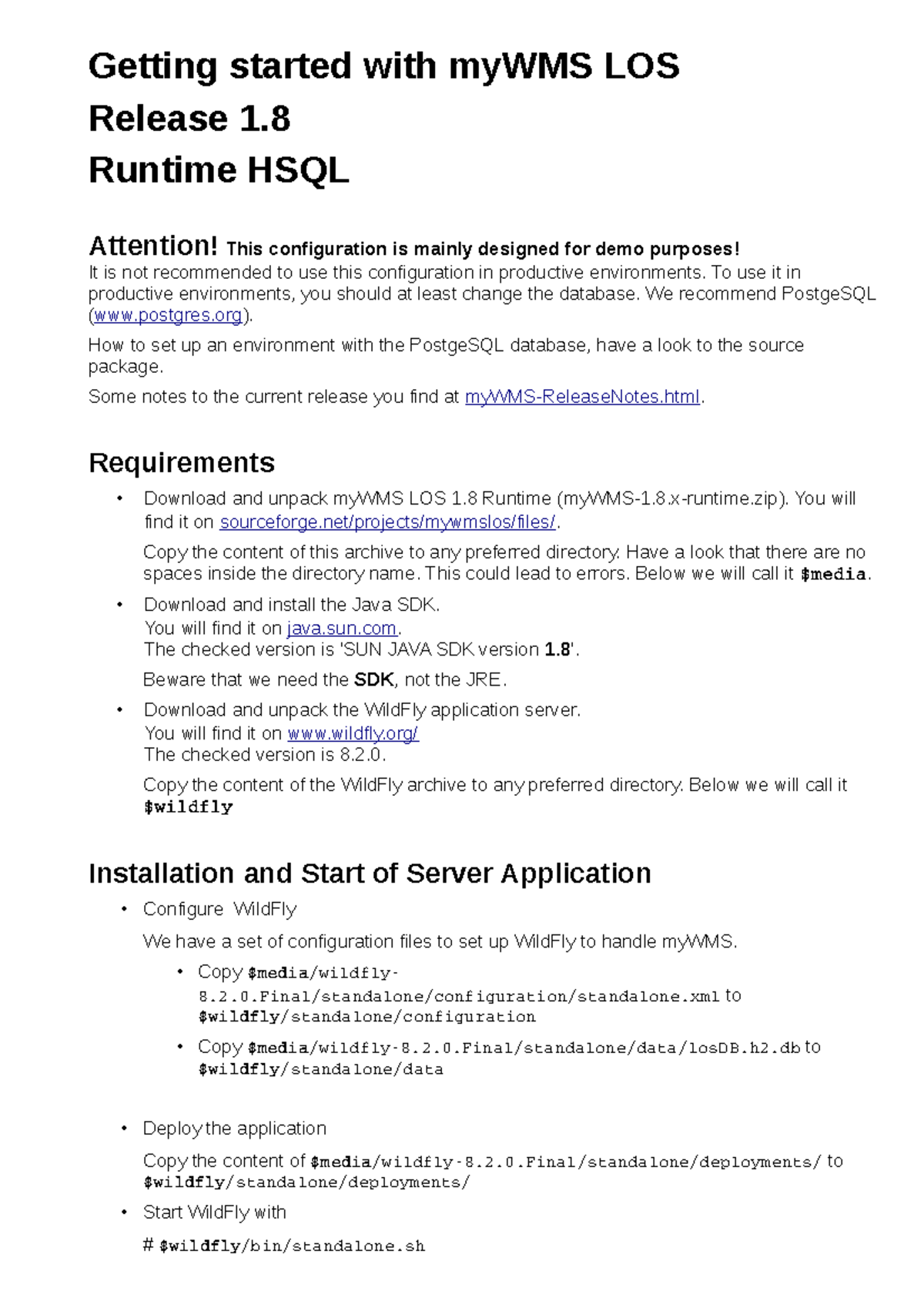 Getting Started Runtime - Getting started with myWMS LOS Release 1 ...