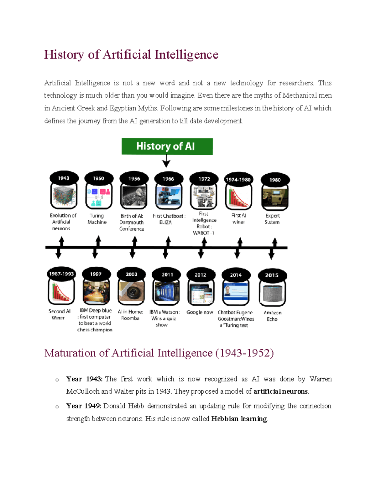 AI history - History of Artificial Intelligence Artificial Intelligence ...