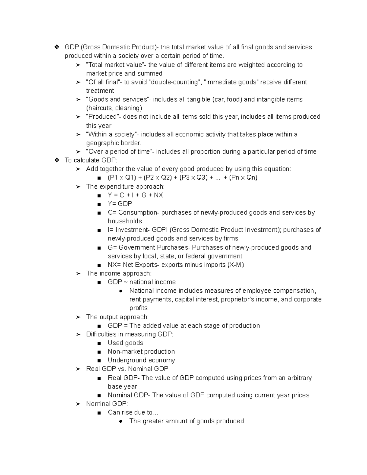 GDP & Economic Growth Ch - GDP (Gross Domestic Product)- the total ...