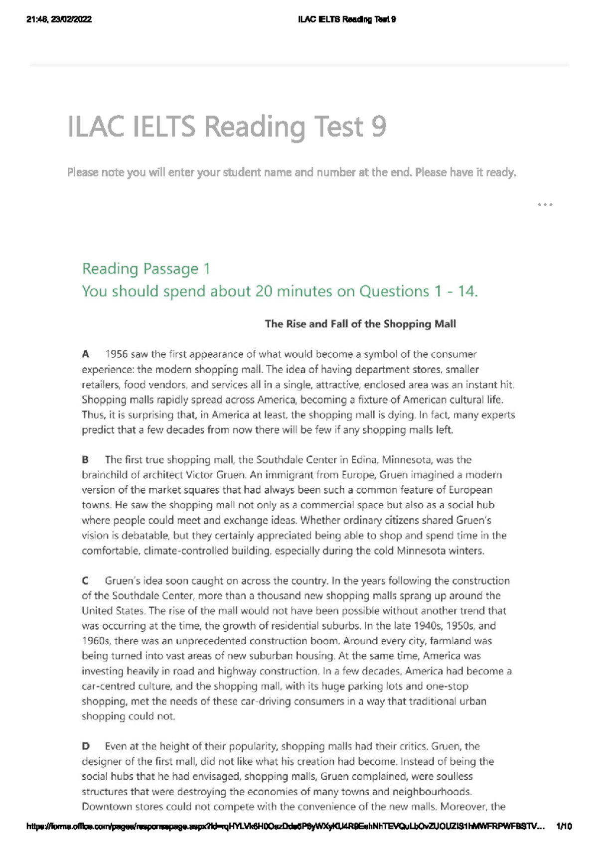 ILAC Ielts reading test 9 final - TCH2002 - Studocu