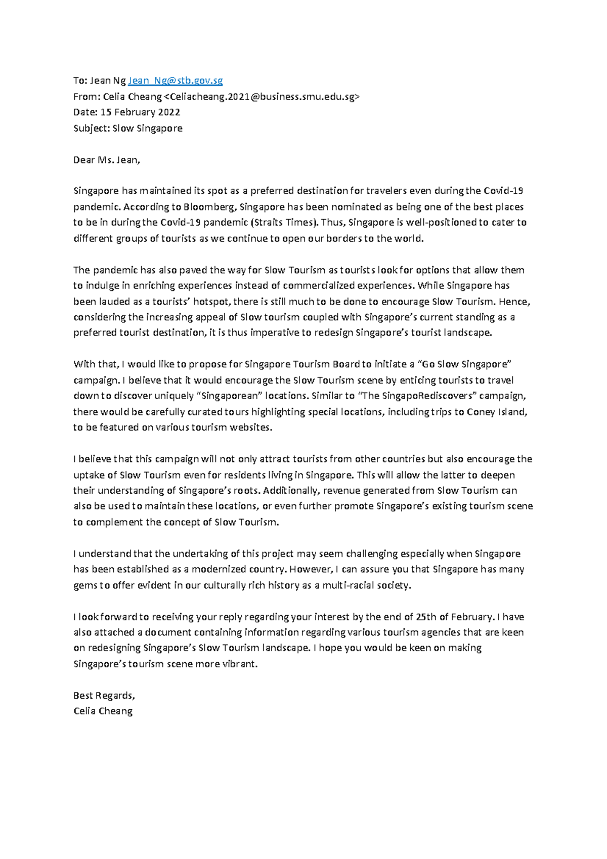 G10 Celia Cheang Persuasive Writing - To: Jean Ng Jean_Ng@stb.gov From ...