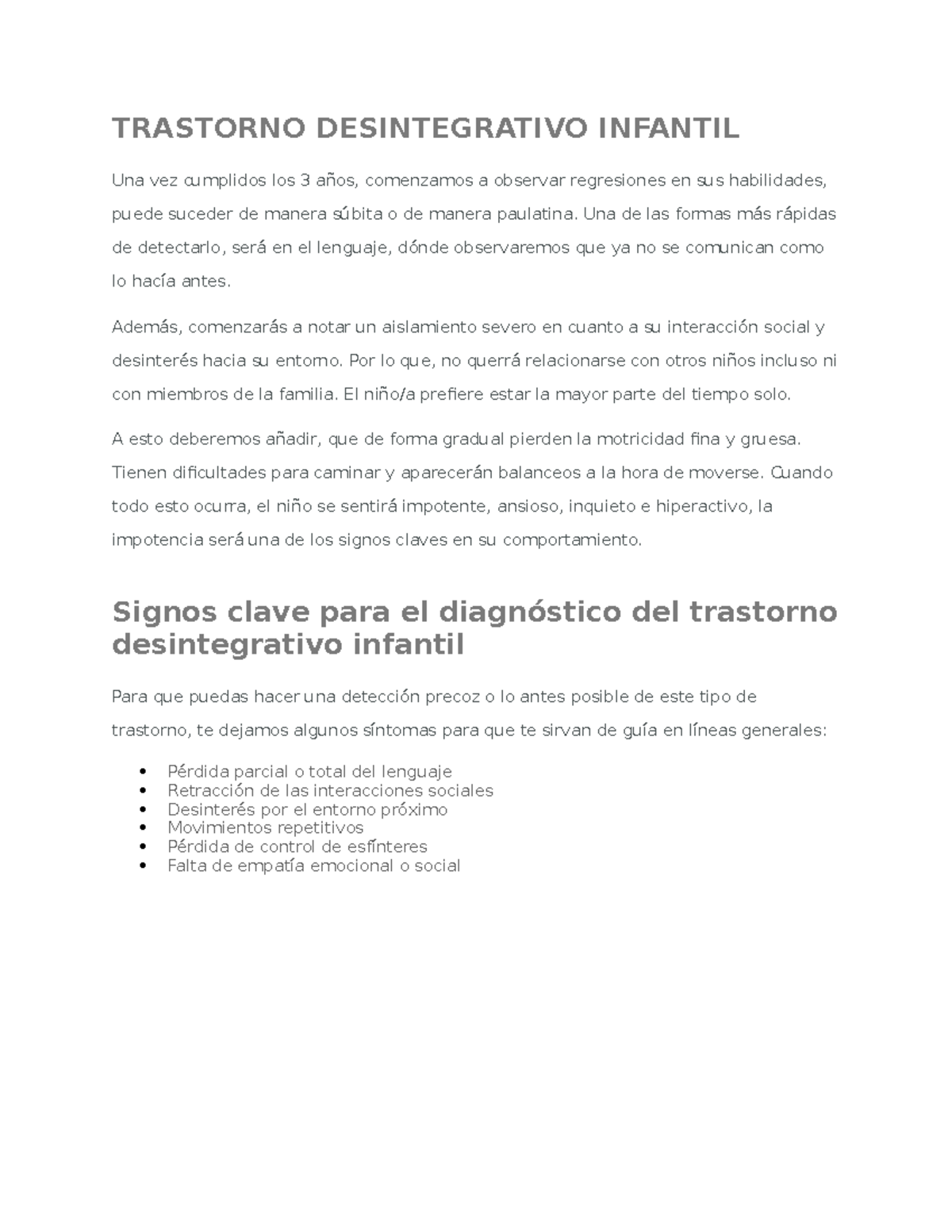 Trastorno Desintegrativo Infantil - TRASTORNO DESINTEGRATIVO INFANTIL ...
