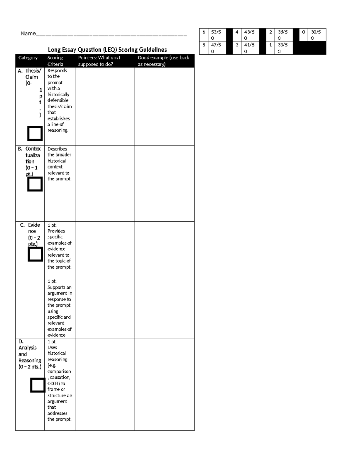 HWD LEQ Rubric - uujnklbh v.bk - Name ...