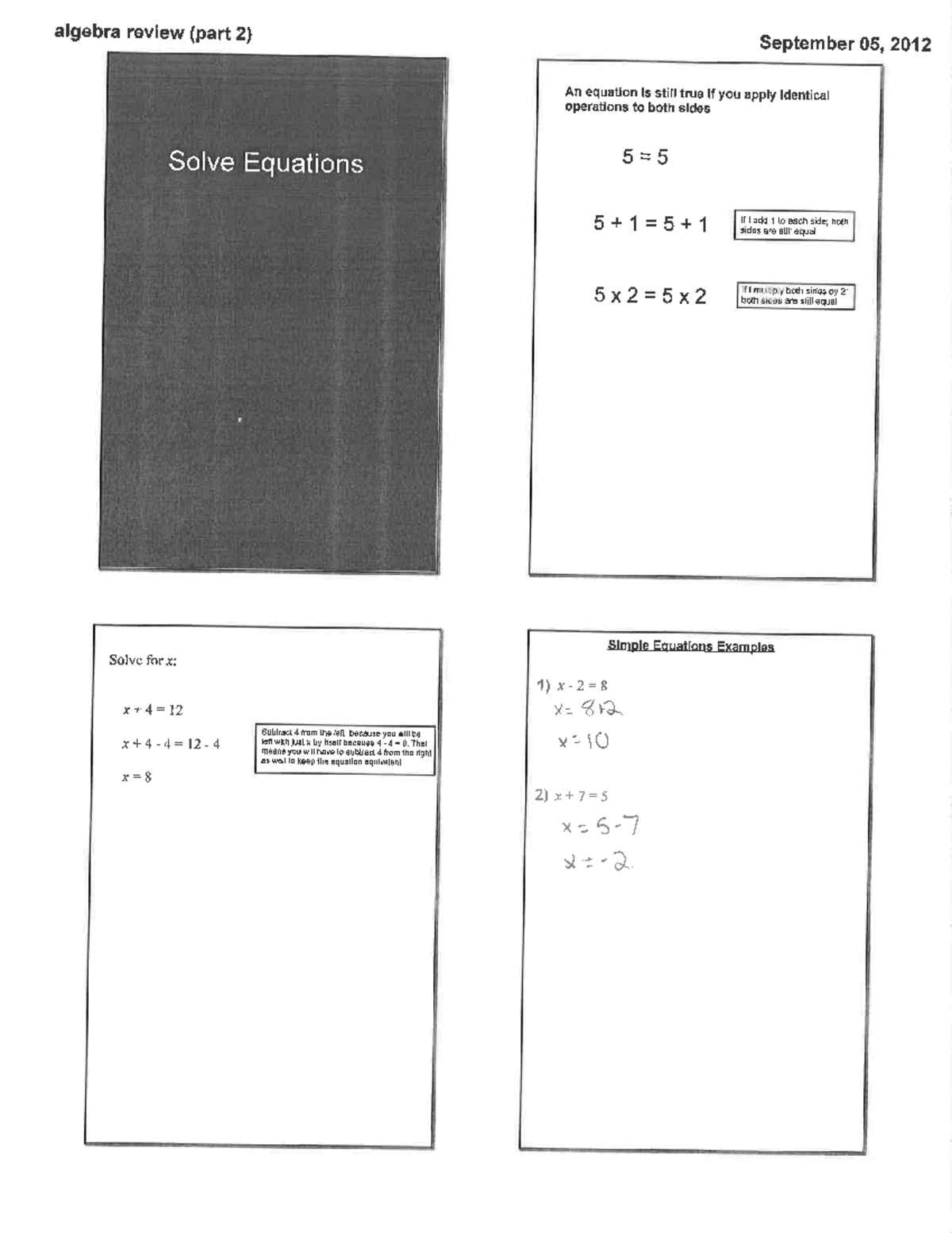 Algebra review day 2 lesson asnwers-1 - algebra review (part 2 ...
