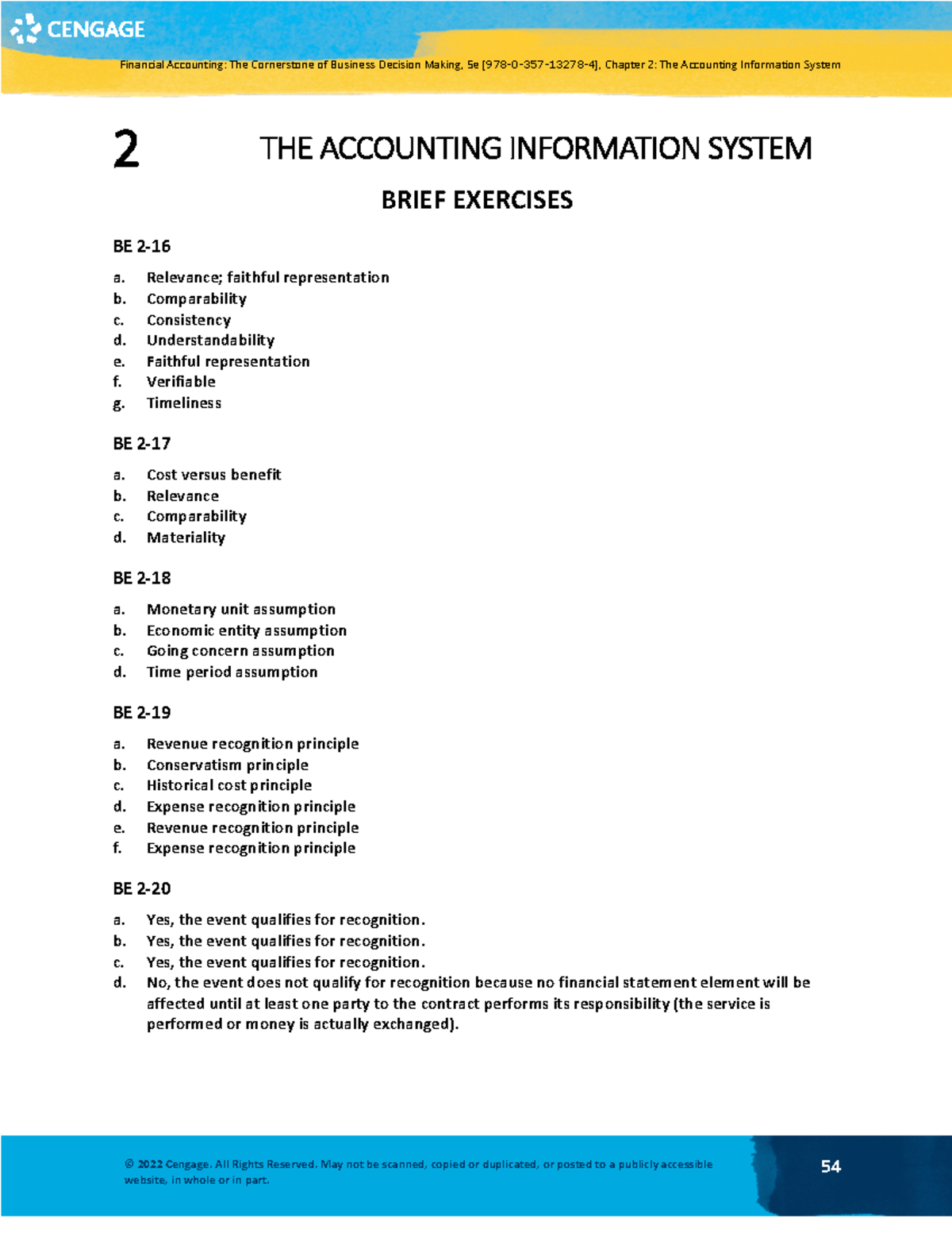 Chapter 2 Solutions - © 2022 Cengage. All Rights Reserved. May not be scanned, copied or ...