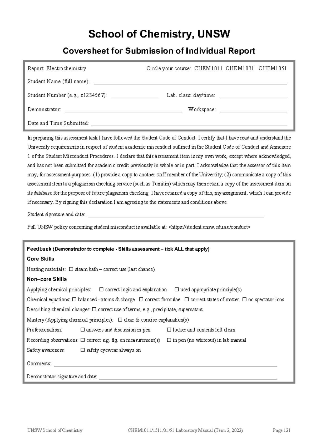 CHEM1011 Lab Manual - One of the labs - UNSW School of Chemistry ...