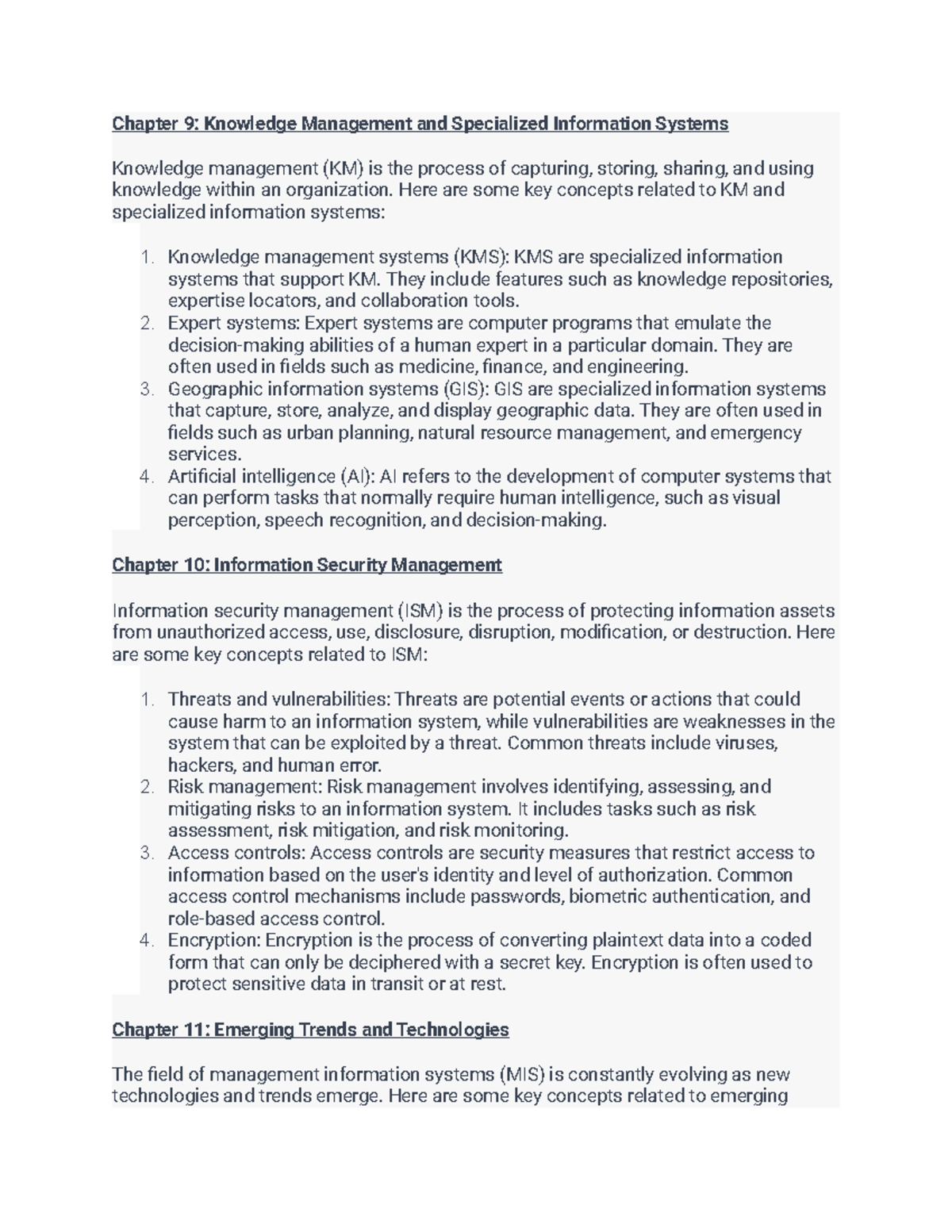 Management Info Systems - Chapter 9: Knowledge Management and Specialized Information Systems ...