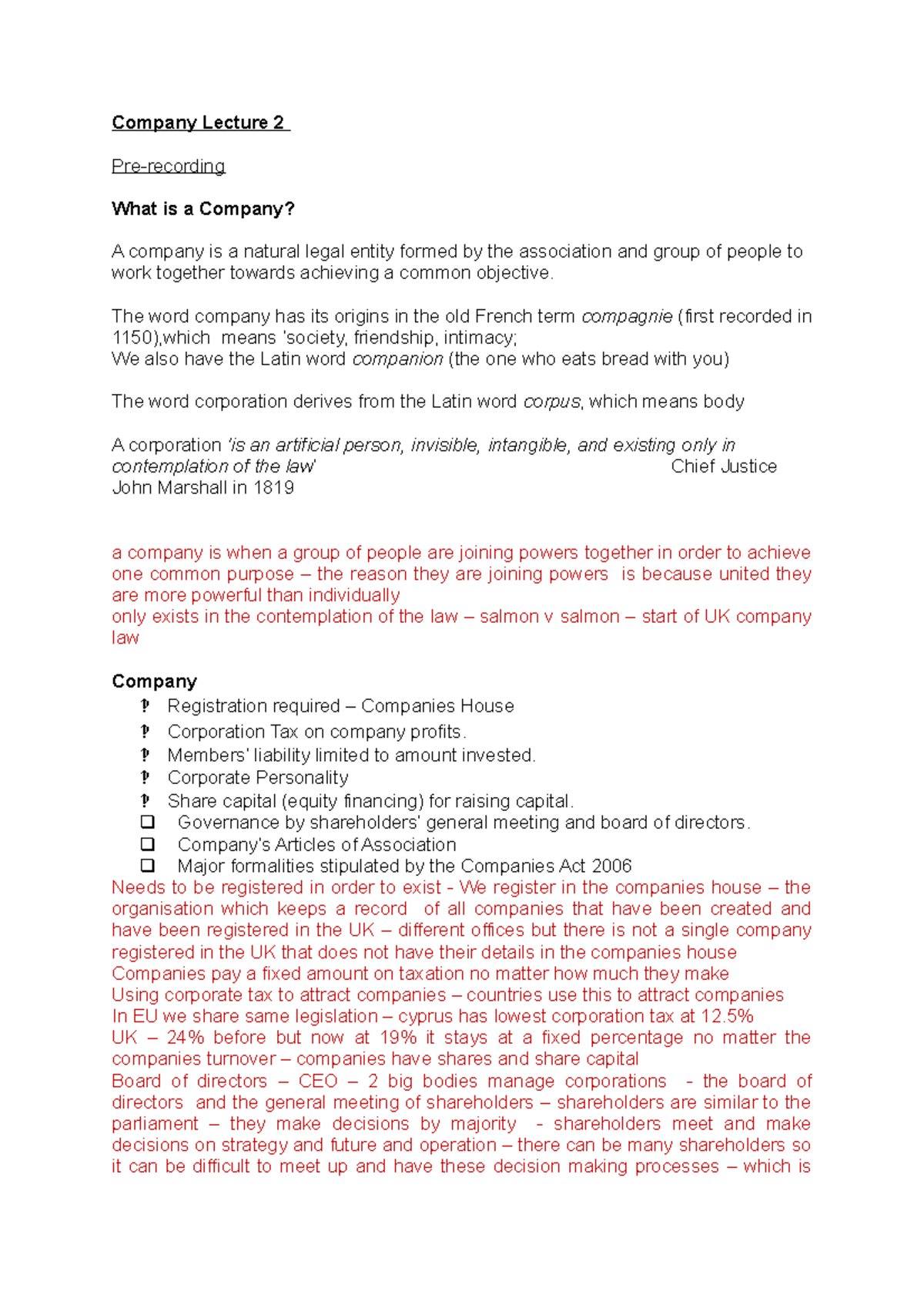 Company Lecture 2 - The word company has its origins in the old French ...