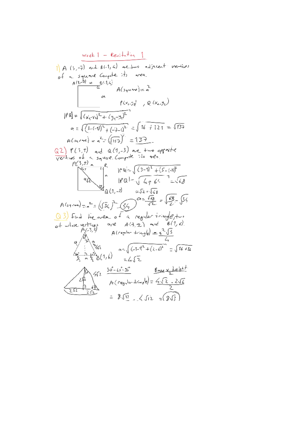 12-Math 126 Recitation Notes Week 1 - Fundamentals of mathematics - Studocu