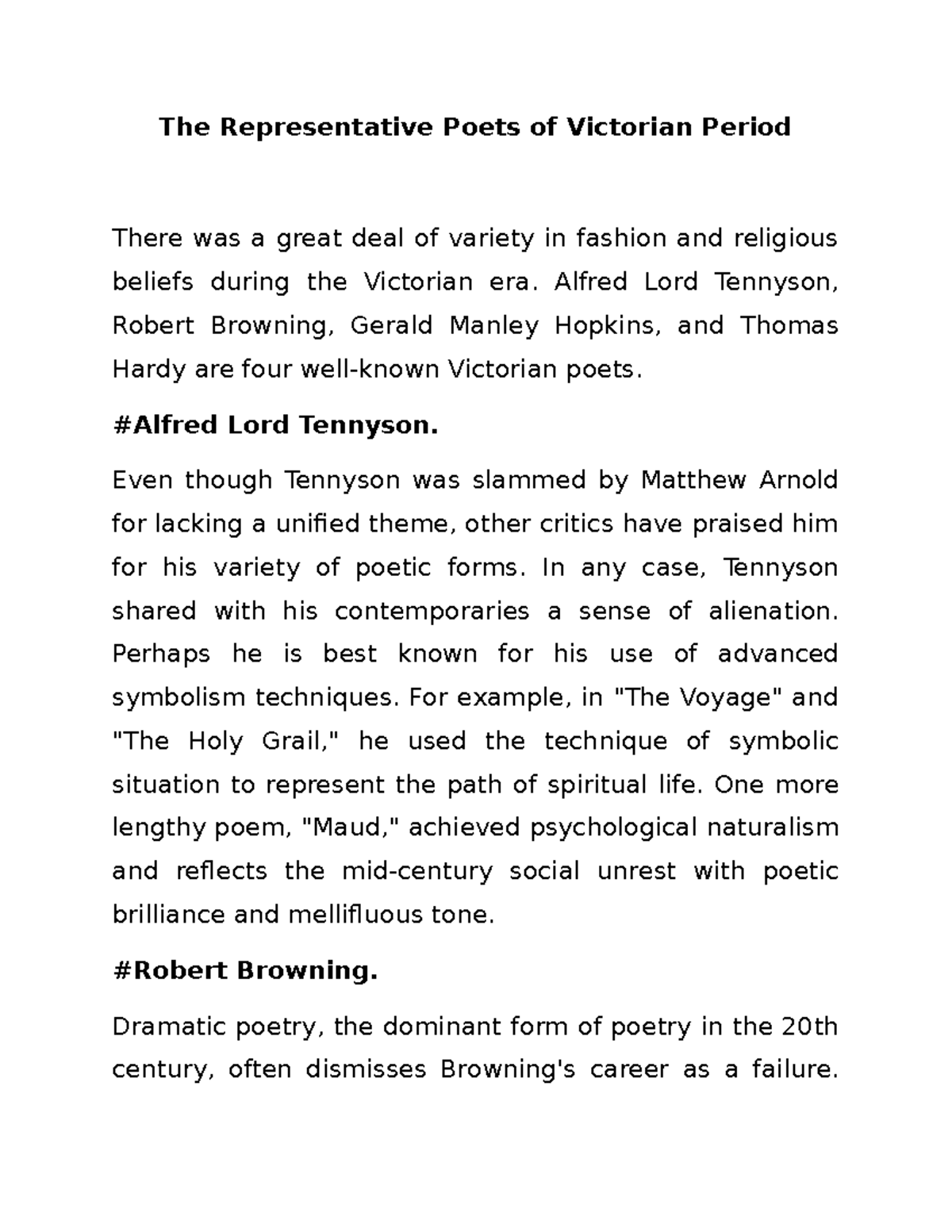 Poets of Victorian Period - The Representative Poets of Victorian ...