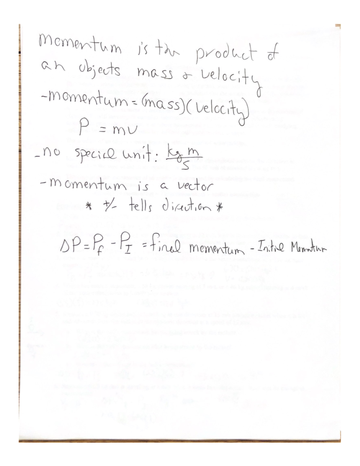 Intro+To+Momentum+-+WS1 - PHYS226 - Studocu