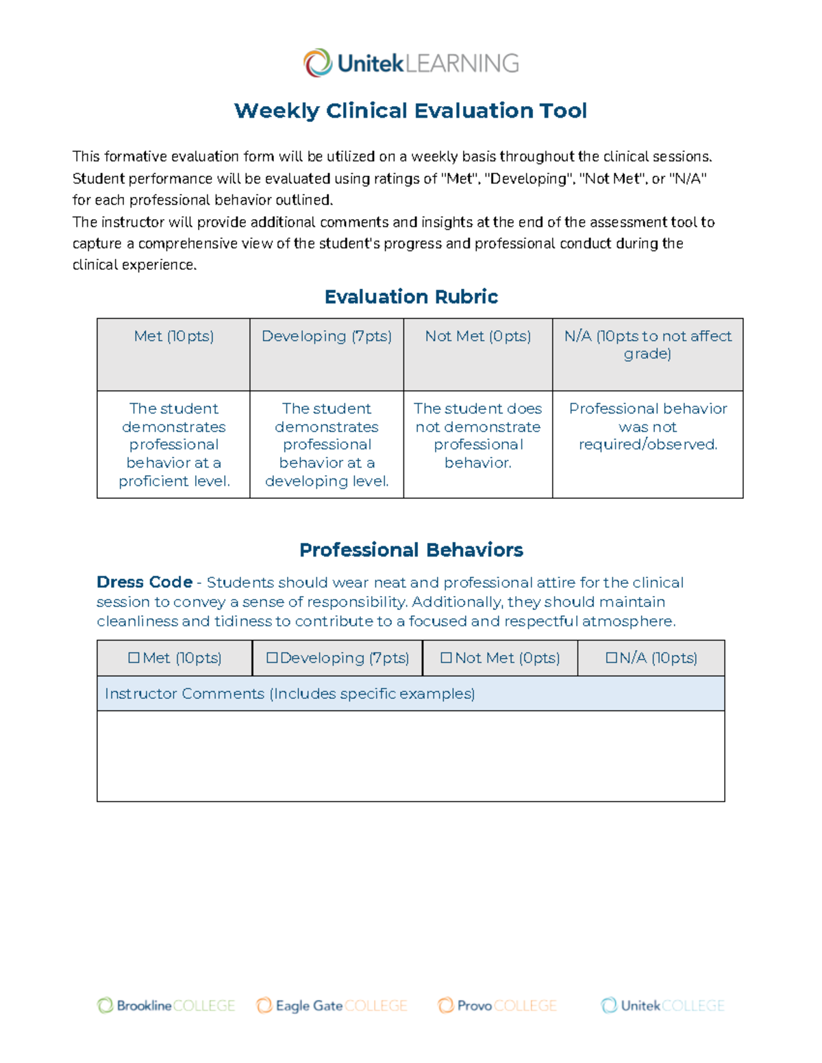 VN.PN Clinical Formative Evalution Tool 2 - Weekly Clinical Evaluation ...