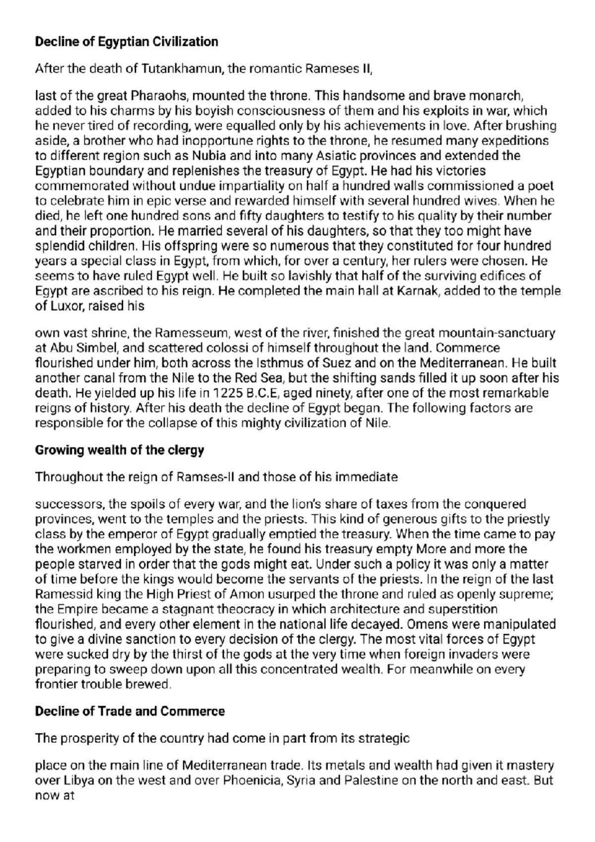 Decline of the Egyptian civilizations - MA. History - Studocu