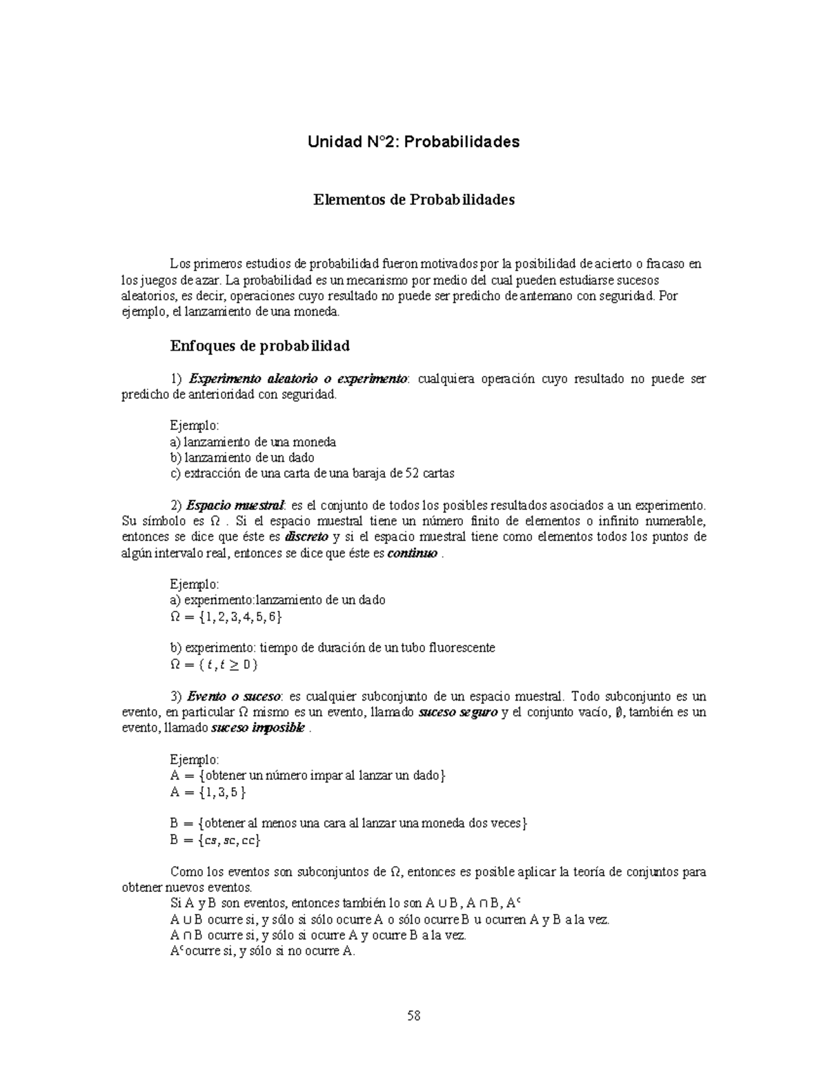 Probabilidades-aaron-uchile - Unidad N°2: Probabilidades Elementos de Probabilidades Los ...