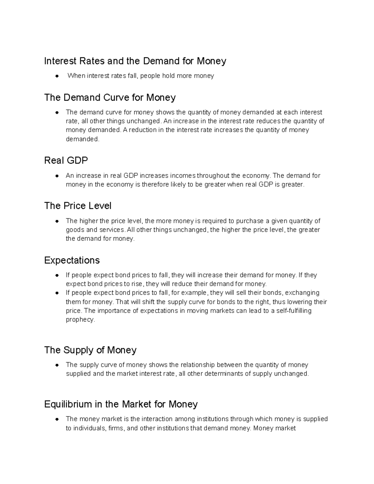Interest rates, money, demand curve - Interest Rates and the Demand for ...