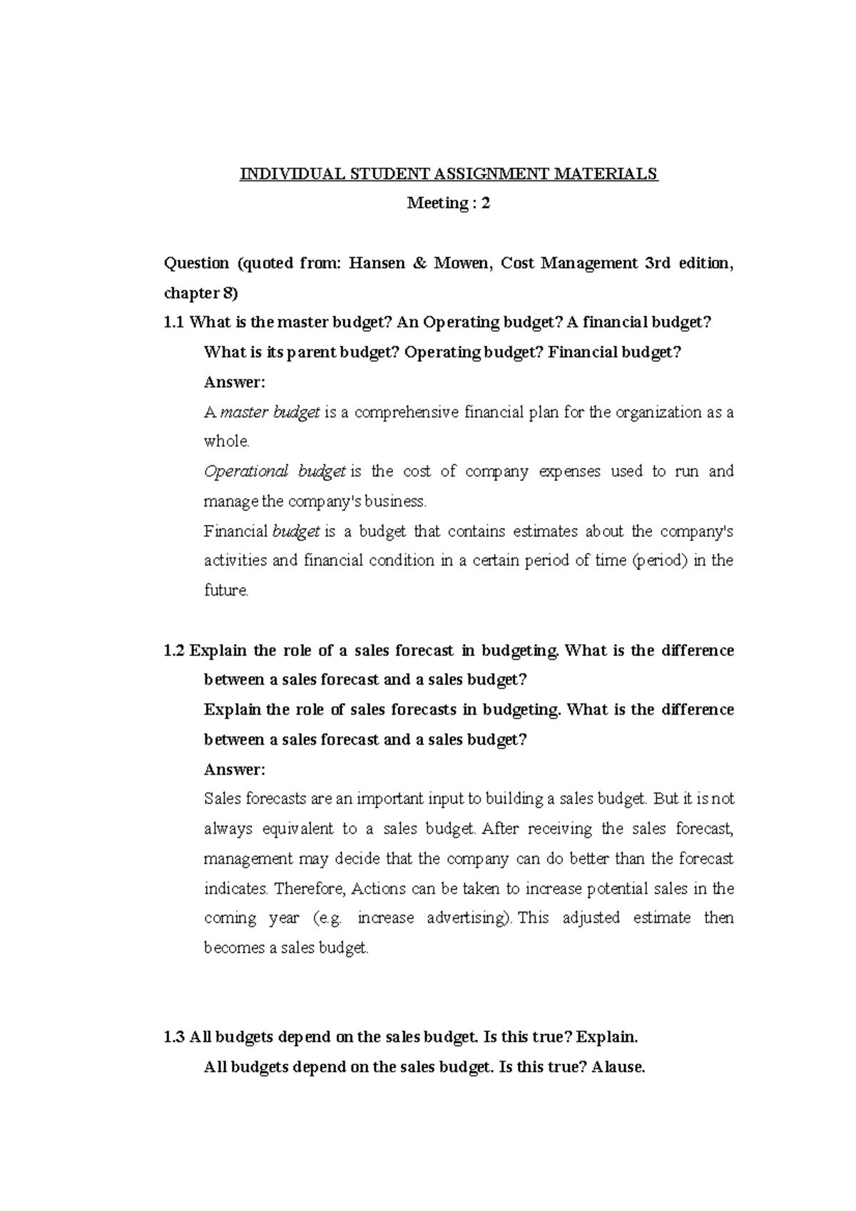 Individual Student Assignment Material 1 - INDIVIDUAL STUDENT ...