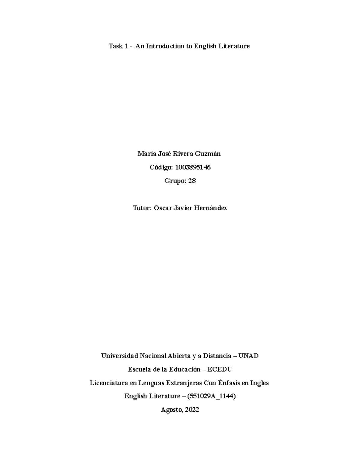 Task 1 - Maria Jose Rivera Guzman - Task 1 - An Introduction to English ...