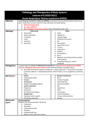 Pathology and Therapeutics of Body Systems lectures 1to3 20202021 ...