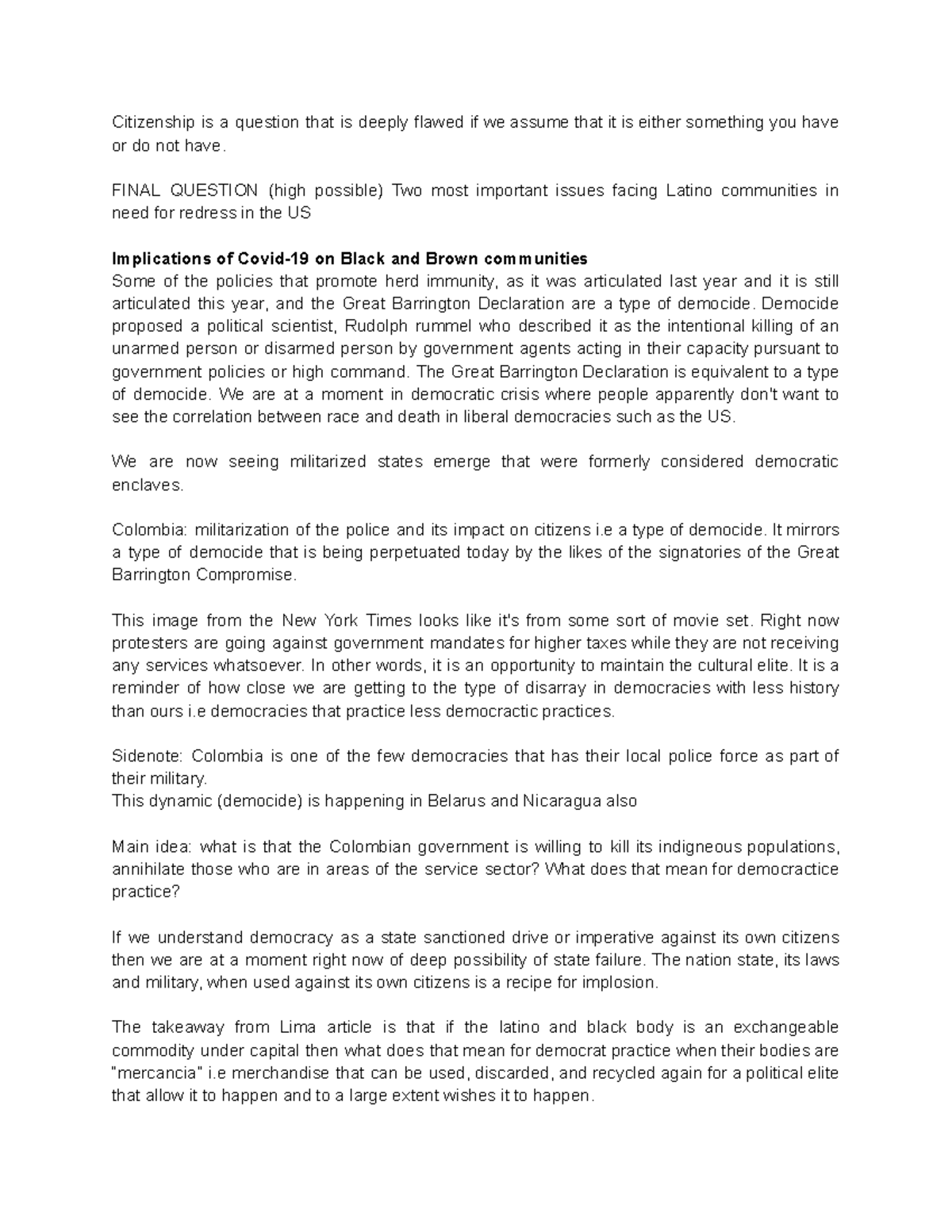 05 13 2021 - Professor Lima - Citizenship is a question that is deeply ...