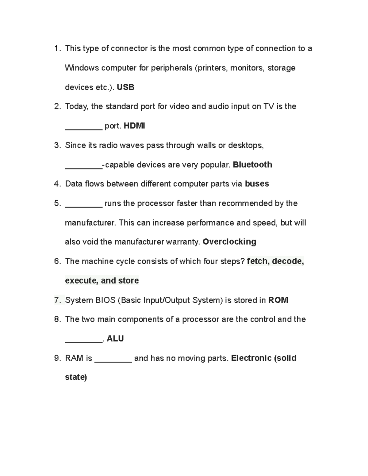 Computer Hardware Quiz - This type of connector is the most common type ...