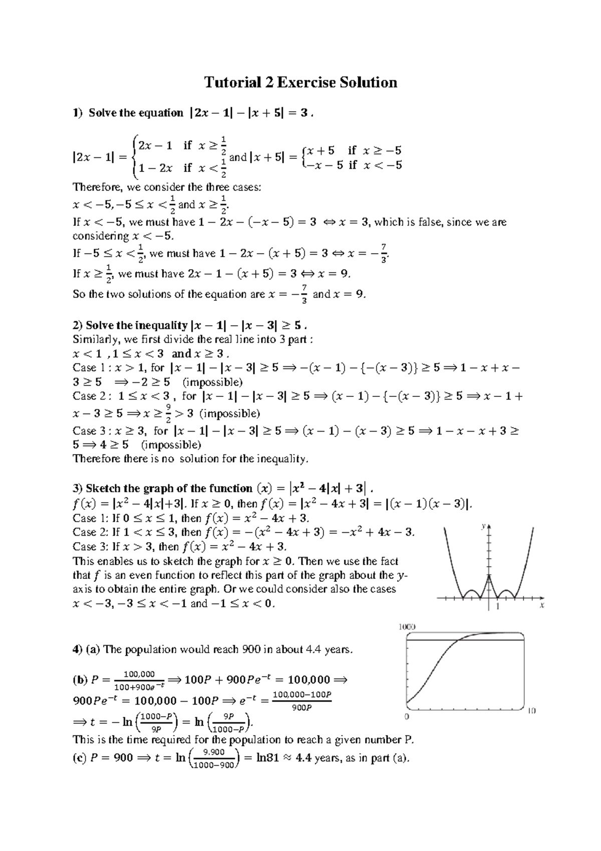 Tutorial 2solution - Tiezheng QIAN - Tutorial 2 Exercise Solution 1) Solve the equation . 1 1 if ...